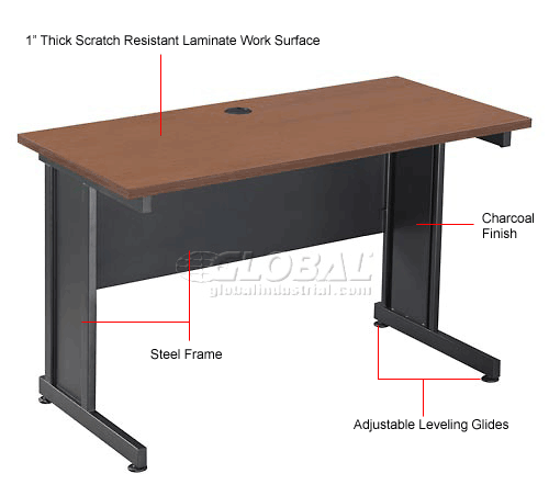 Interion® 48"W Desk - Cherry