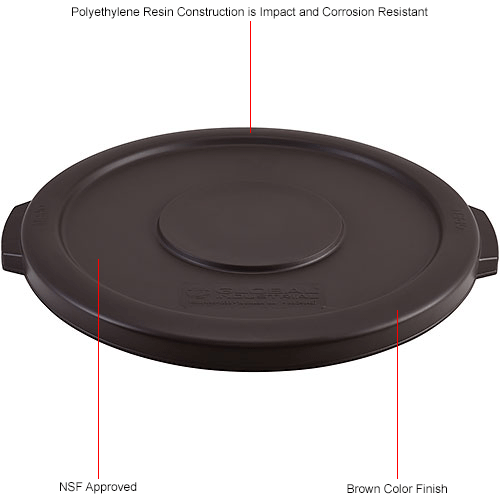 Global Industrial™ Plastic Trash Can Lid, 10 Gallon, Brown