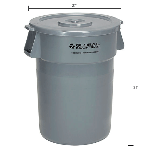 Global Industrial™ Plastic Trash Can with Lid - 44 Gallon Gray