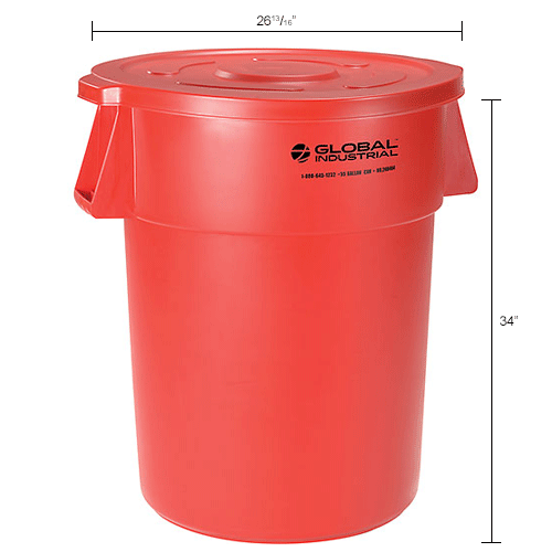 Global Industrial™ Plastic Trash Can with Lid - 55 Gallon Red