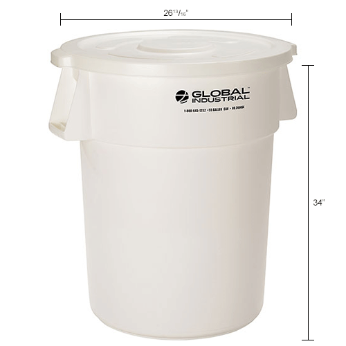 Global Industrial™ Plastic Trash Can with Lid - 55 Gallon White