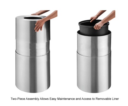 Global Industrial™ Aluminum Round Open Top Trash Can, 35 Gallon, Satin ...