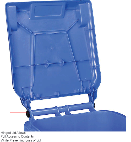 Global Industrial™ Mobile Trash Container with Lid, 32 Gallon Blue