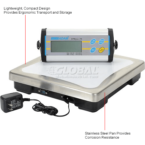 Adam Equipment CPWplus 75 Digital Bench Scale 165lb x 0.05lb 11-13/16 ...