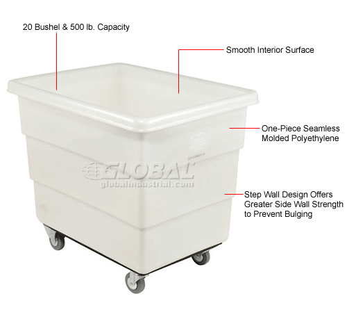 Dandux White Plastic Box Truck 51126020N-3S 20 Bushel Medium Duty