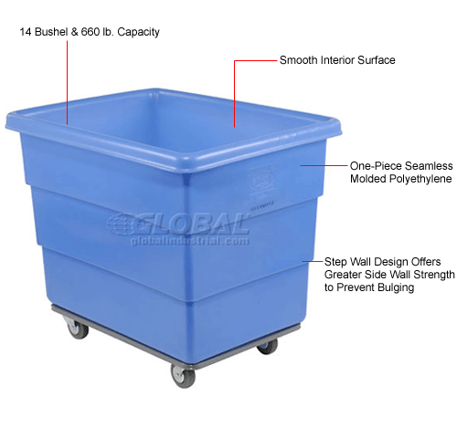 Dandux Blue Plastic Box Truck 51116014U-4S 14 Bushel Heavy Duty