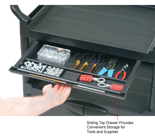 Rubbermaid® Plastic Instrument Cart, 200 lb. Capacity, 33-5/8"L x 18-5/ ...