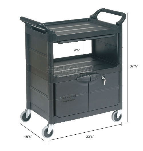 Rubbermaid® Plastic Instrument Cart, 200 lb. Capacity, 33-5/8"L x 18-5/ ...