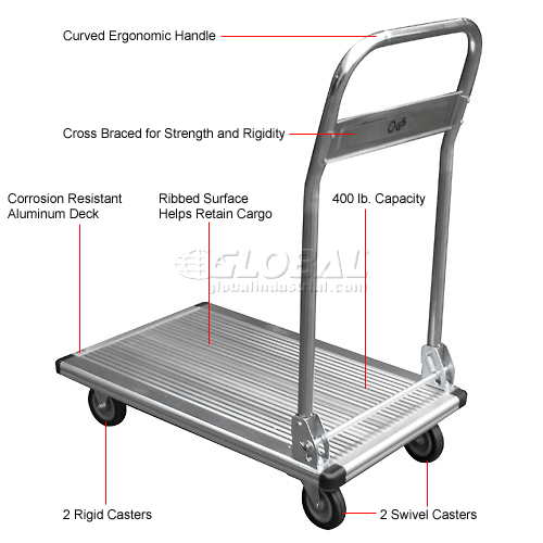 Global Industrial™ Folding Aluminum Platform Truck 29 x 19 400 Lb. Capacity