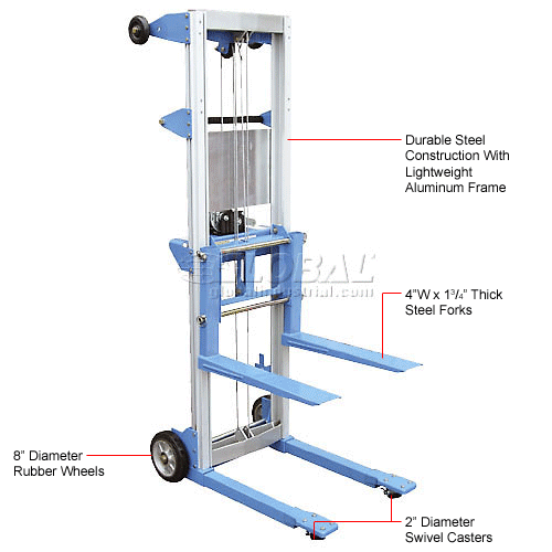 Lightweight Hand Operated Lift Truck A-LIFT-R-HP 400 Lb. Cap. Fixed Legs