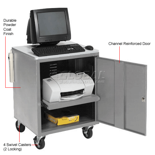 Global Industrial® Audio Visual Cart w/ Lockable Cabinet, 500 Lb ...