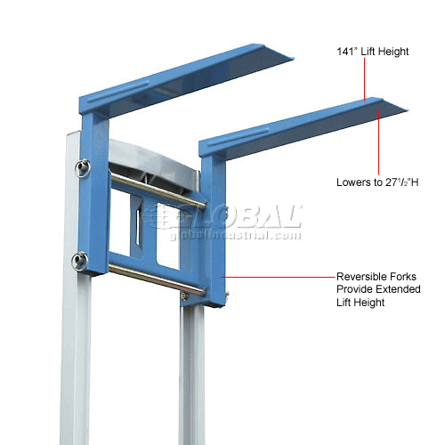 Lightweight Hand Operated Lift Truck A-LIFT-S-EHP 400 Lb. Straddle Legs