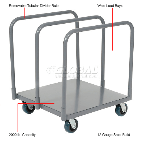 Panel & Sheet Mover Truck with Solid Steel Deck 2000 Lb. Capacity