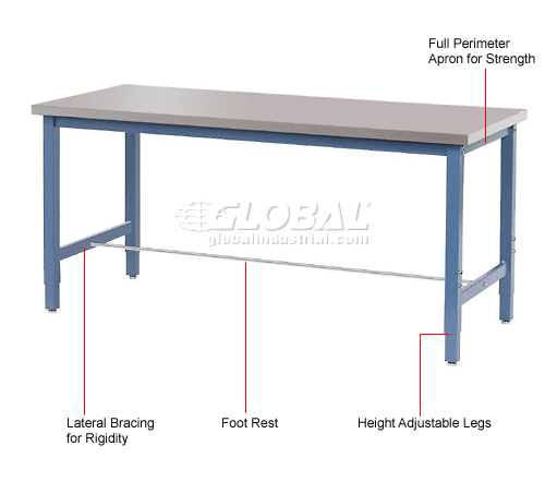 Global Industrial™ 72x30 Adj. Height Workbench Square Tube Leg ...