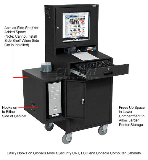 Global Industrial™ Computer CPU Cabinet Side Car, Black