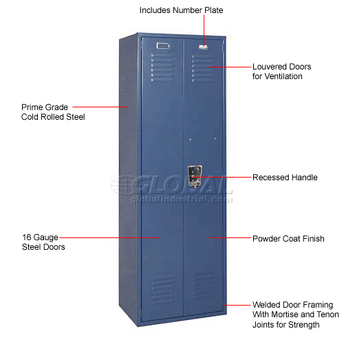 Penco® Vanguard™ 1-Tier 1 Door Executive Locker, 24"Wx24"Dx72"H, Marine ...