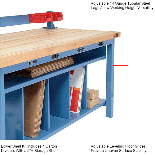 Global Industrial™ Complete Packing Workbench W/Power, Butcher Block Square Edge, 72"W x 30"D