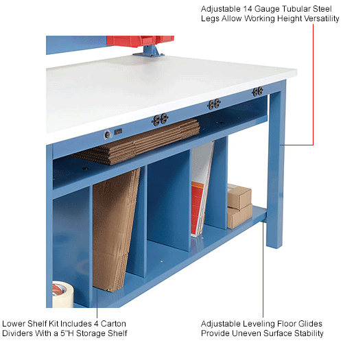 Global Industrial™ Complete Packing Workbench W/Power Apron, ESD Square ...