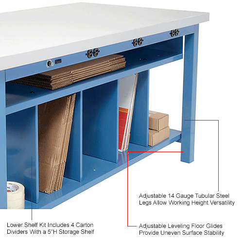Global Industrial™ Packing Workbench W/Lower Shelf & Power, Laminate ...