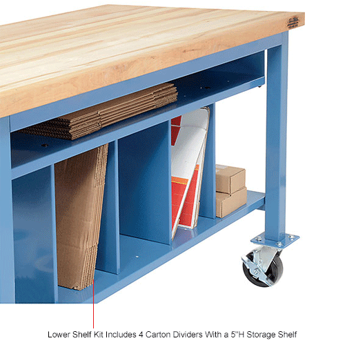 Global Industrial™ Mobile Packing Workbench W/Lower Shelf Kit, Maple ...