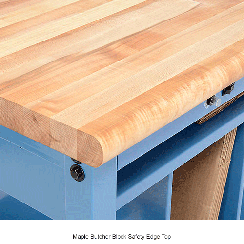 Global Industrial™ Mobile Packing Workbench W/Lower Shelf & Power, Maple Safety Edge, 60"Wx30"D