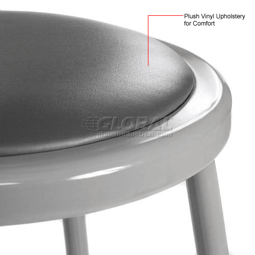 Interion® Steel Shop Stool w/Backrest and Padded Seat - Adjustable ...