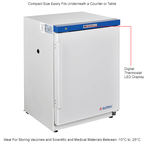 Global Industrial™ Undercounter Laboratory Freezer, 3.2 Cu.Ft., Solid Door