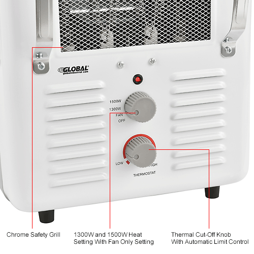Global Industrial™ Portable Milkhouse Style Electric Heater, 120V, 1500W
