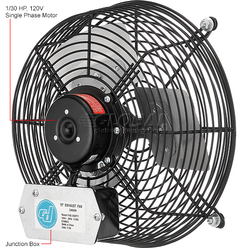Continental Dynamics® Direct Drive 10" Exhaust Fan W/ Shutter, 1 Speed ...