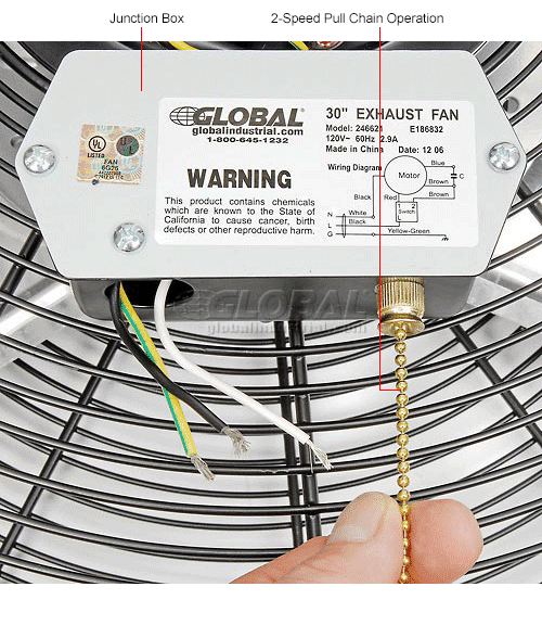 Continental Dynamics® 30" Direct Drive Exhaust Fan, 2 Speed, 8000 CFM ...