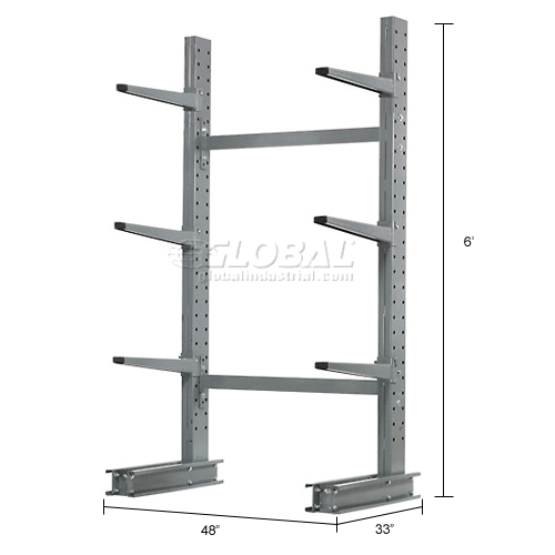 Global Industrial™ Single Sided Cantilever Rack Starter, 48"Wx33"Dx72"H