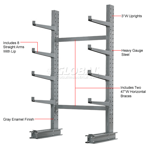 Global Industrial™ Single Sided Cantilever Rack Starter, 2" Lip, 48 ...