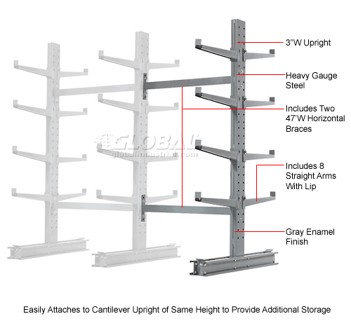 Global Industrial™ Double Sided Cantilever Rack Add-On, 2" Lip, 48"Wx54 ...