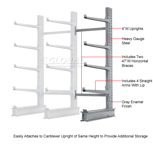 Global Industrial™ Single Sided Cantilever Rack Add-On, 2" Lip, 48"Wx38 ...