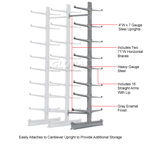 Global Industrial™ Double Sided Cantilever Rack Add-On, 2" Lip, 72 ...