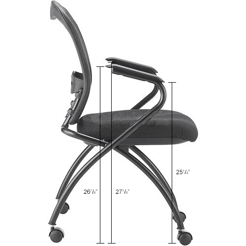 Interion® Stacking Chair With Mid Back & Fixed Arms, Fabric, Black ...