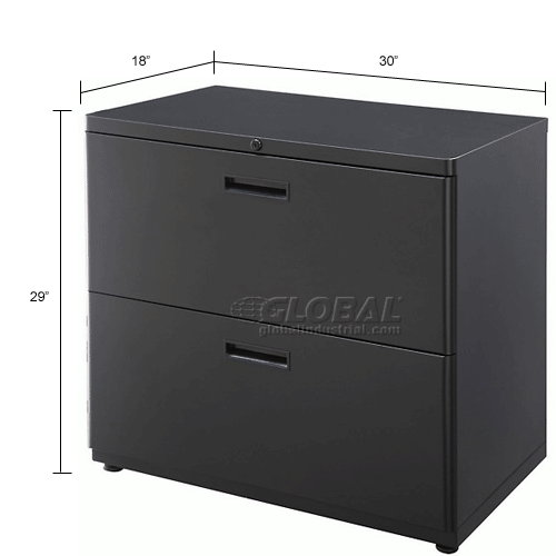 Interion® 30" Lateral File Cabinet 2 Drawer Black