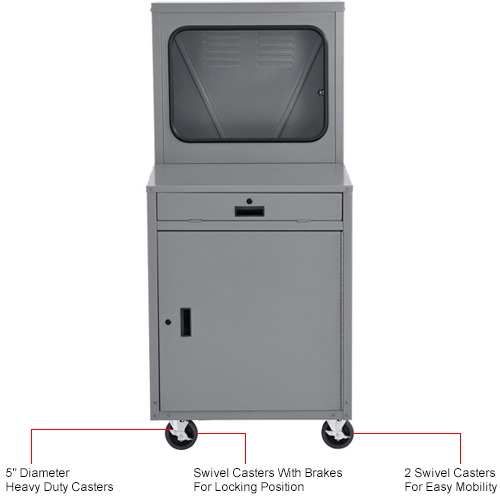 Global Industrial™ Mobile Heavy-Duty LCD Computer Cabinet, Dark Gray ...