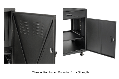 Global Industrial™ Mobile Heavy-Duty LCD Computer Cabinet, Black ...