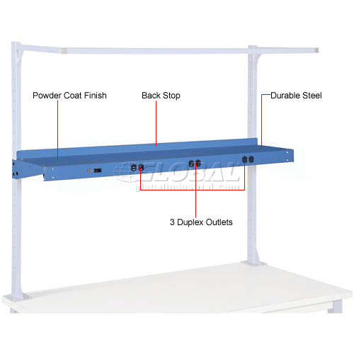 Global Industrial™ Steel Shelf W/ 6 Single Outlets, 60"W x 12"D, Blue