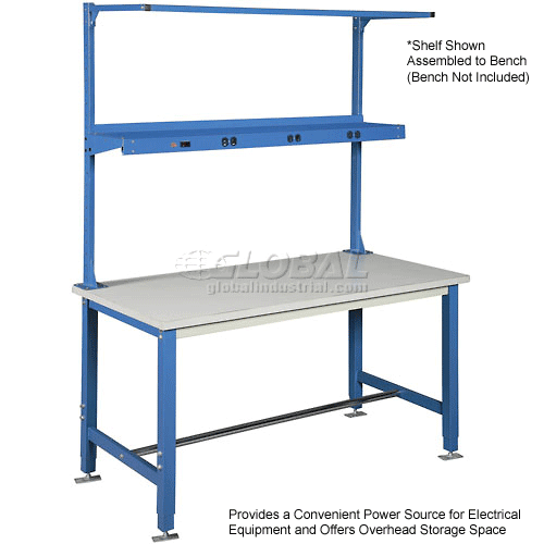 Global Industrial™ Steel Shelf W/ 6 Single Outlets, 60"W x 12"D, Blue