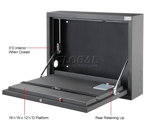 Global Industrial™ Wall-Mount Laptop Security Cabinet, 19-3/4"W x 4-3/4 ...