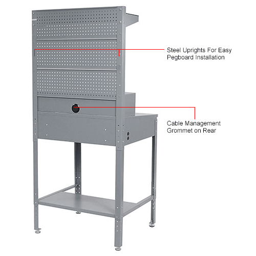 Global Industrial™ Sloped Shop Desk w/ Riser & Pegboard Panel, 34-1/2"W ...
