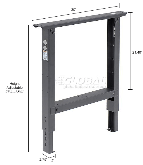 Global Industrial™ Adjustable Height Steel C-Channel Leg For Workbench ...