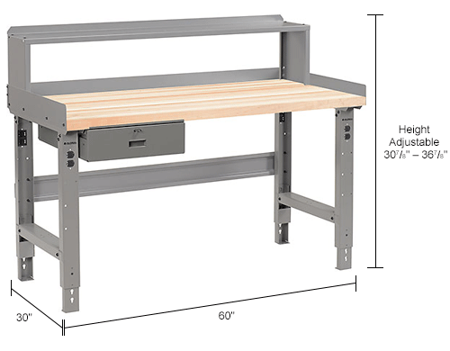 Global Industrial™ Workbench w/ Maple Square Edge Top & Riser, 60"W x ...