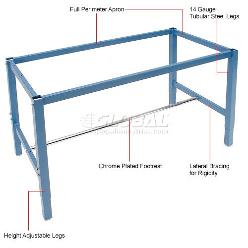 Global Industrial™ Workbench Frame W/ Adjustable Leg, 57-5/8"W x 27-9/ ...