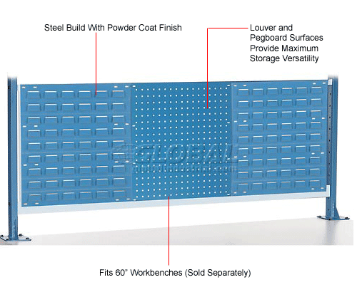 Global Industrial™ 18" Pegboard & 18" Louver Panel Kit, 54"W, Blue