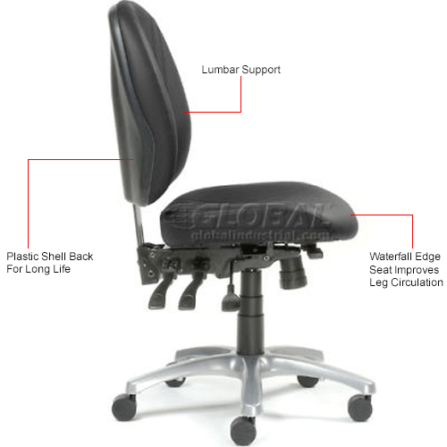 Interion® Antimicrobial Multifunctional Office Chair, Black