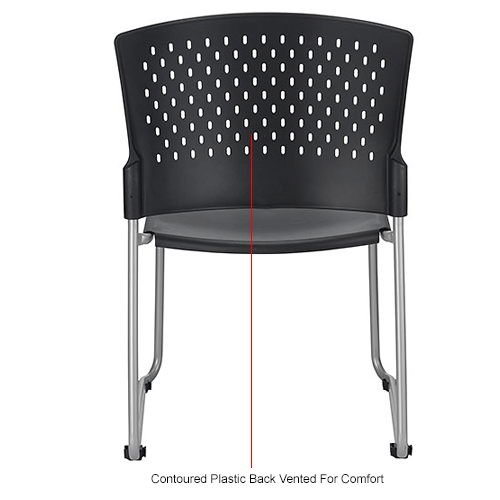 Interion® Stacking Chair With Mid Back, Plastic, Black - Pkg Qty 4
