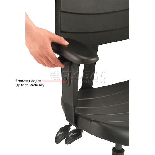 Interion® Office Chair With Mid Back & Adjustable Arms, Polyurethane, Black